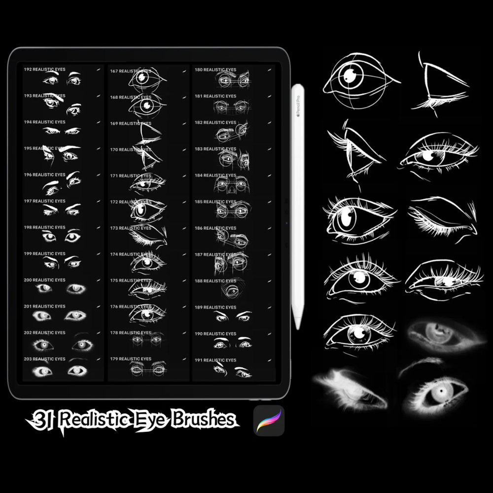 Procreate Face Stamp Brushes, 500+ Facial Features, Realistic, Charact